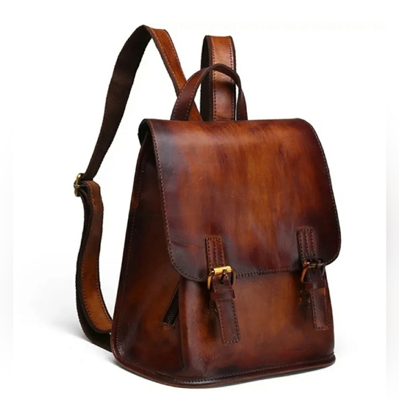 Bags | Retro Genuine Leather Backpack Unisex | Poshmark